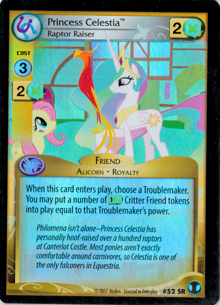 MLP CCG DoE #52 SR Princess Celestia, Raptor Raiser – Pack Breakers